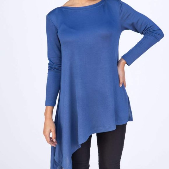 Agnes & Dora | Tops | Asymmetrical Tunic French Terry Periwinkle Agnes ...